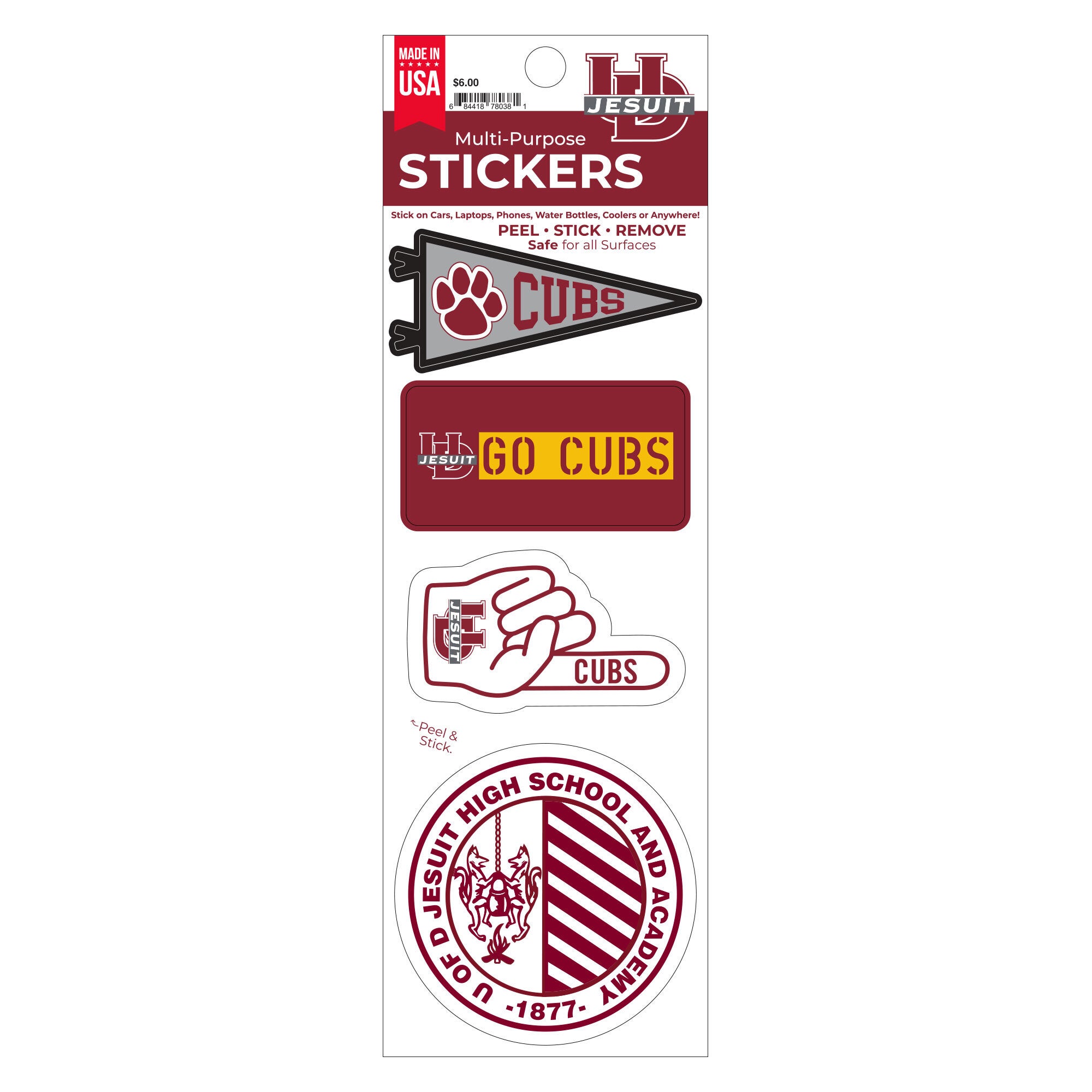 Vinyl Sticker Sheet - 4 stickers - CUBC-047 | University of Detroit Cub ...