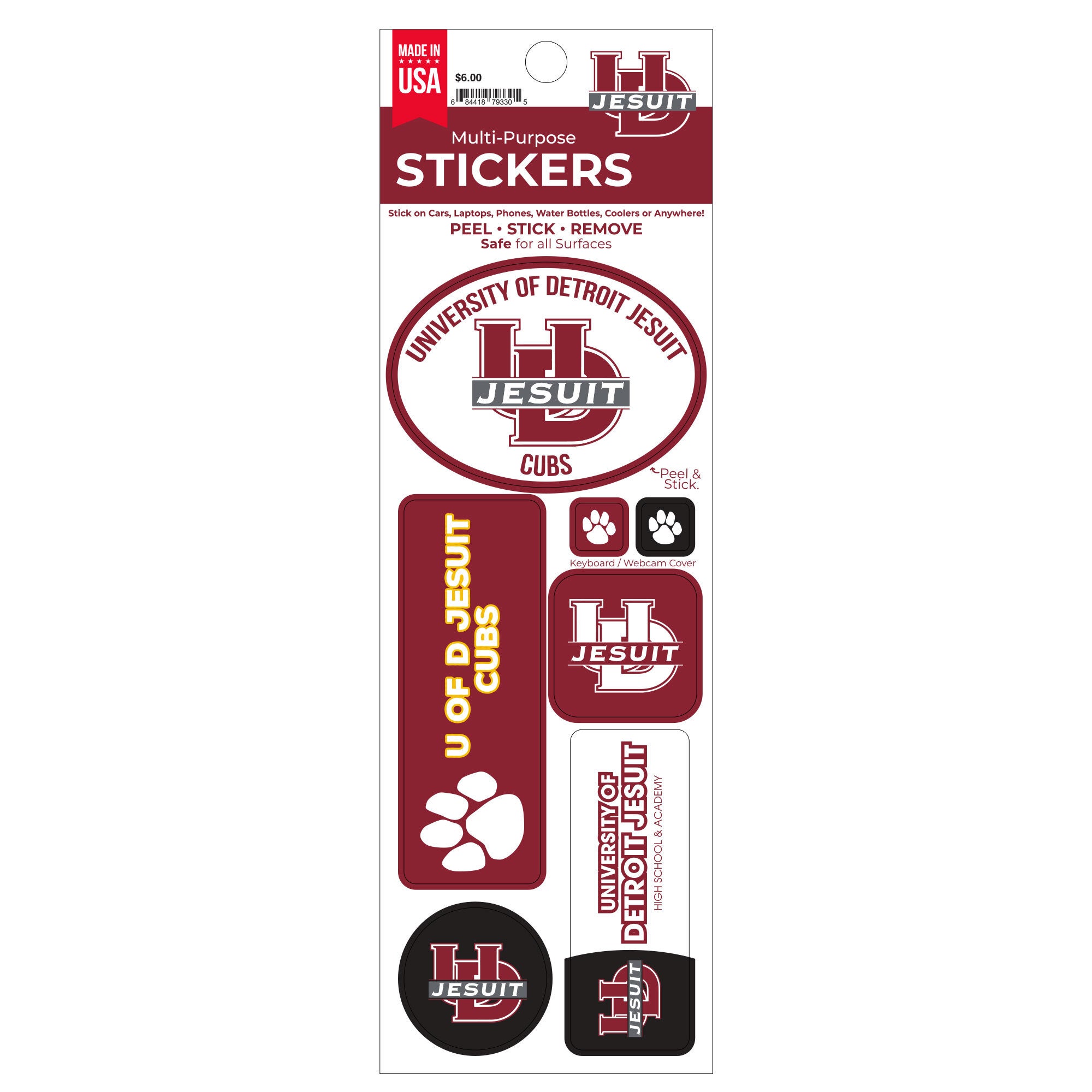 Vinyl Sticker Sheet - CUBC-047 | University of Detroit Cub Corner